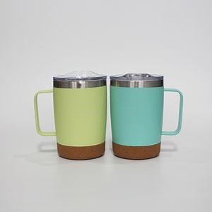 [Hot Item] 12oz Handle Coffee Mug 304 Stainless Steel Insulated Travel Tumblers Insulated Wood Vacuum Coffee Beer Wine Mugs Vacuum Beer Cups with Cork Bottom