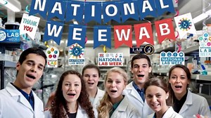 Supervitae 51 Pcs National Lab Week Banner Backdrop Medical Lab Decoration Appreciation Medical Laboratory Professionals Party Supply for Holiday Celebrating Events Festival Hospital Doctor Prop